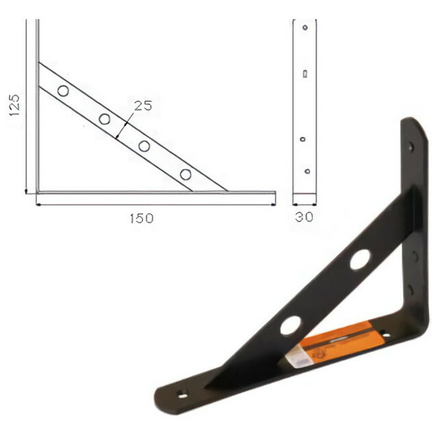 Консоль силовая Альфа 125х150х24мм 30кг черный