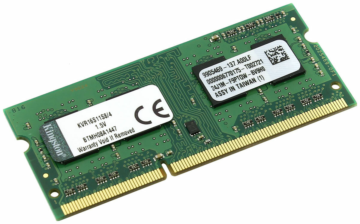 Оперативная память Kingston DDR3 4Gb 1600MHz KVR16S11S8/4WP VALUERAM RTL PC3-12800 CL11 SO-DIMM 204-pin 1.5В dua