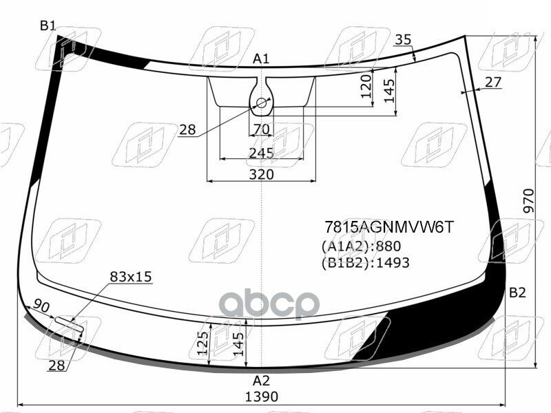 Стекло лобовое (Датчик дождя/ Молдинг/ Круглый датчик дождя) Skoda Rapid 12-20 / Volkswagen Polo 20- FYG арт. 7815AGNMVW6T
