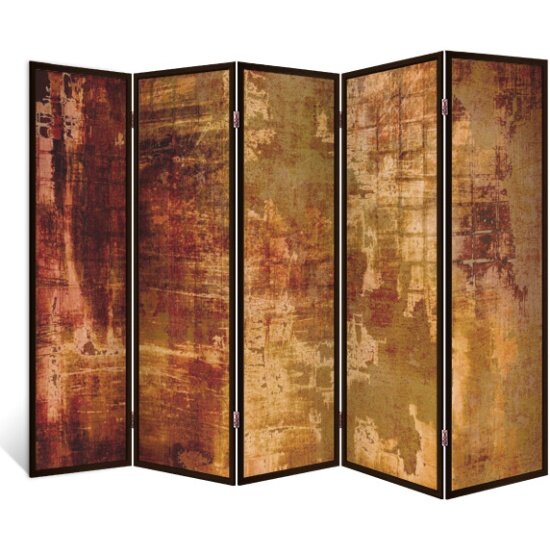 Ширма перегородка Декор Депо для комнаты деревянная "Бронза" двухсторонняя с картинкой (абстр) 5 створок венге 176х230 см 18 кг