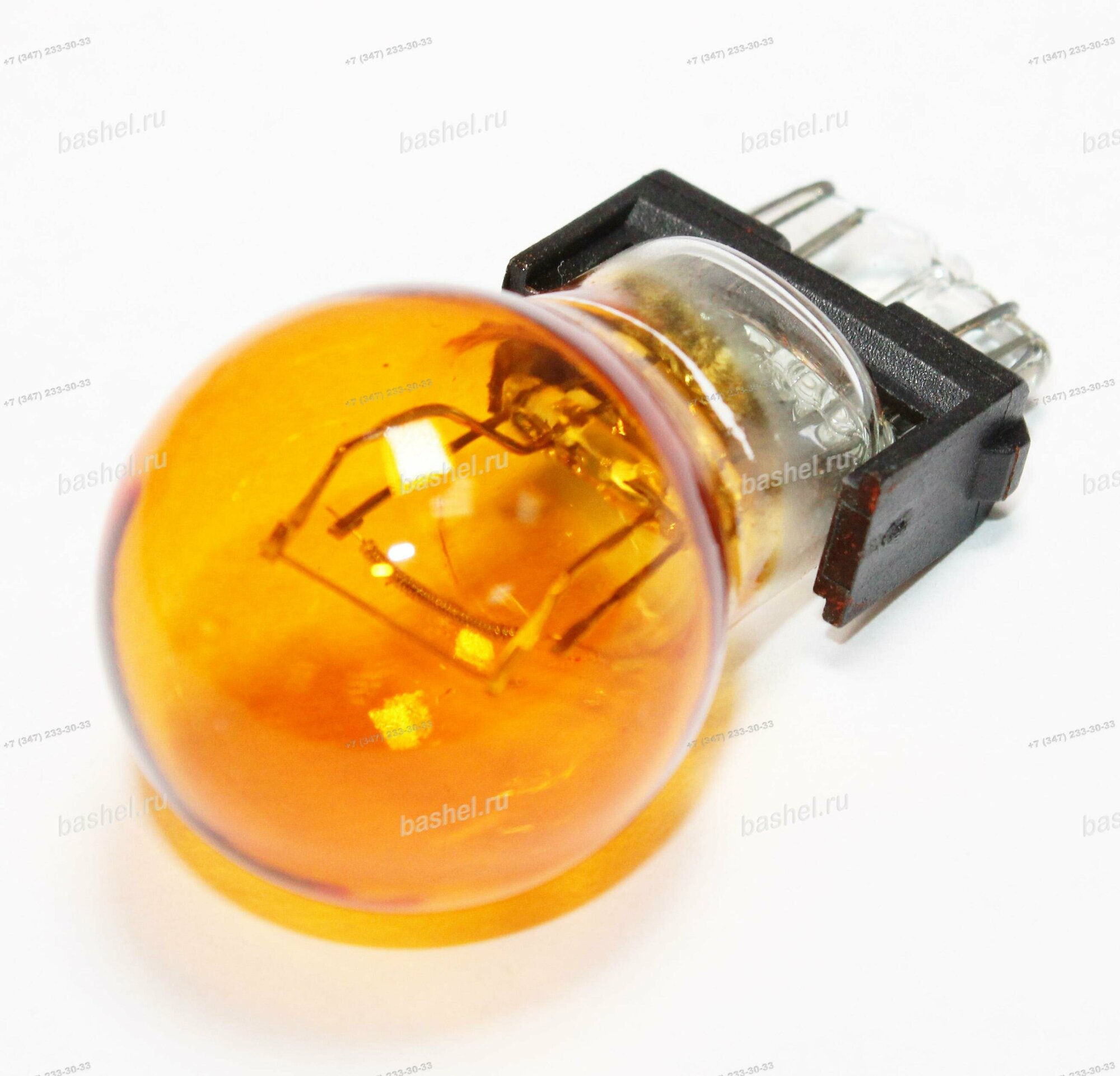 Лампа маяк 12V бесцок. WPY21/5W 2-контакт. (W2.5x16d) пласт. цок. Желтая