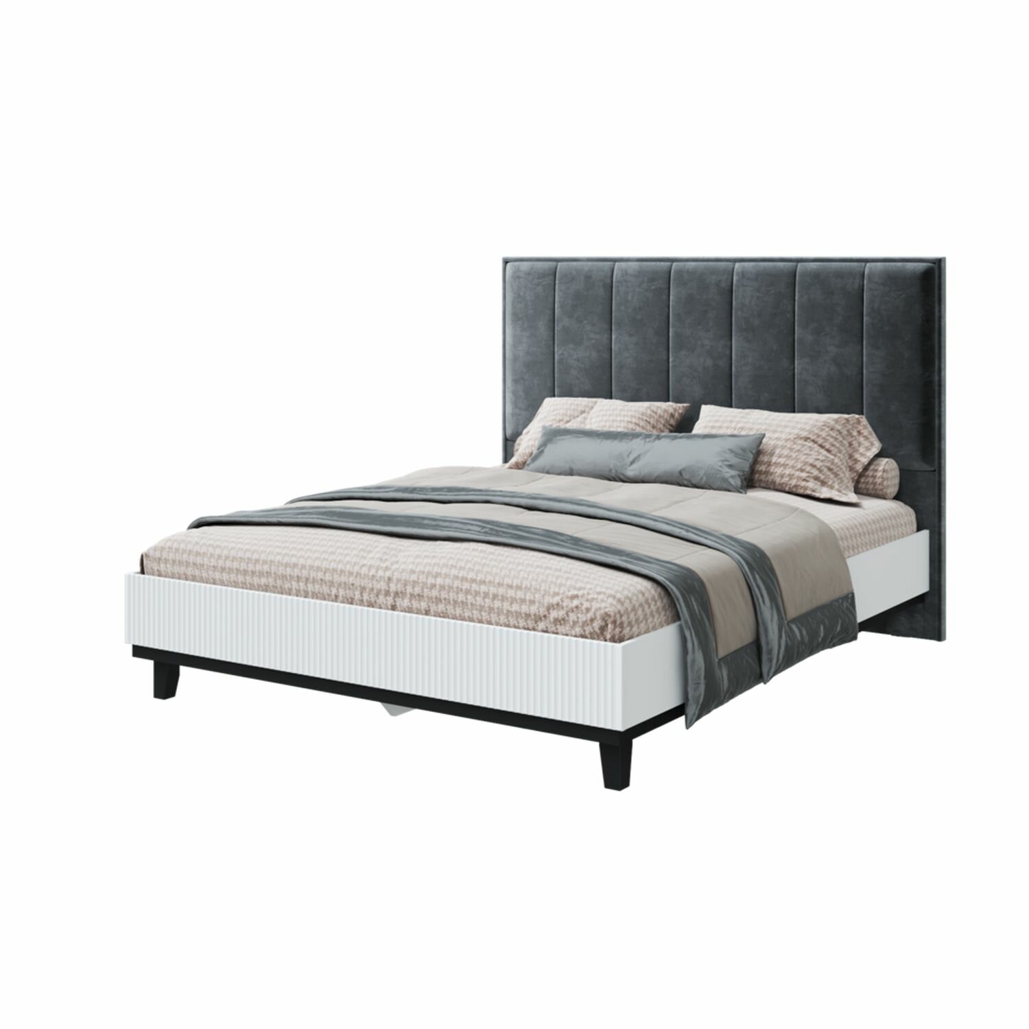 Кровать Шарлиз Белый Снег Софт, двухспальная, 160x200х116,5 см