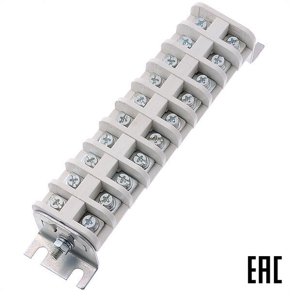 Блок КБ10-4П(10)У3 клеммный 10 пар винтовых клемм 4кв. мм 10А