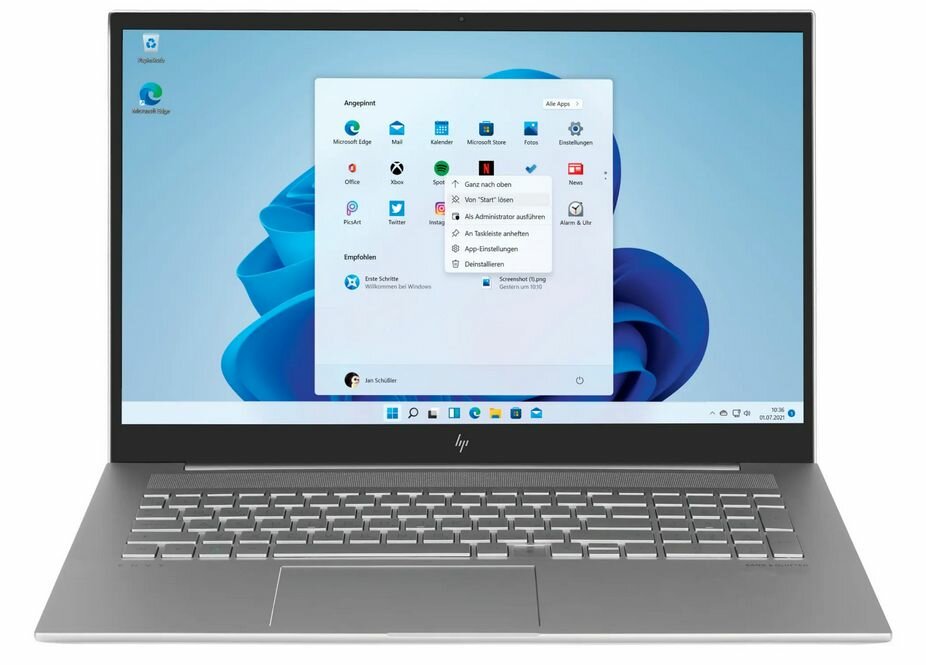 17.3" Ноутбук HP ENVY 17-ch1000ur (5B881EA) серебристый - 3840x2160, IPS, Intel Core i7 1195G7, ядра: 4 х 2.9 ГГц, 16 ГБ, SSD 1024 ГБ, GeForce MX450 - 2 ГБ, Windows 11 Home