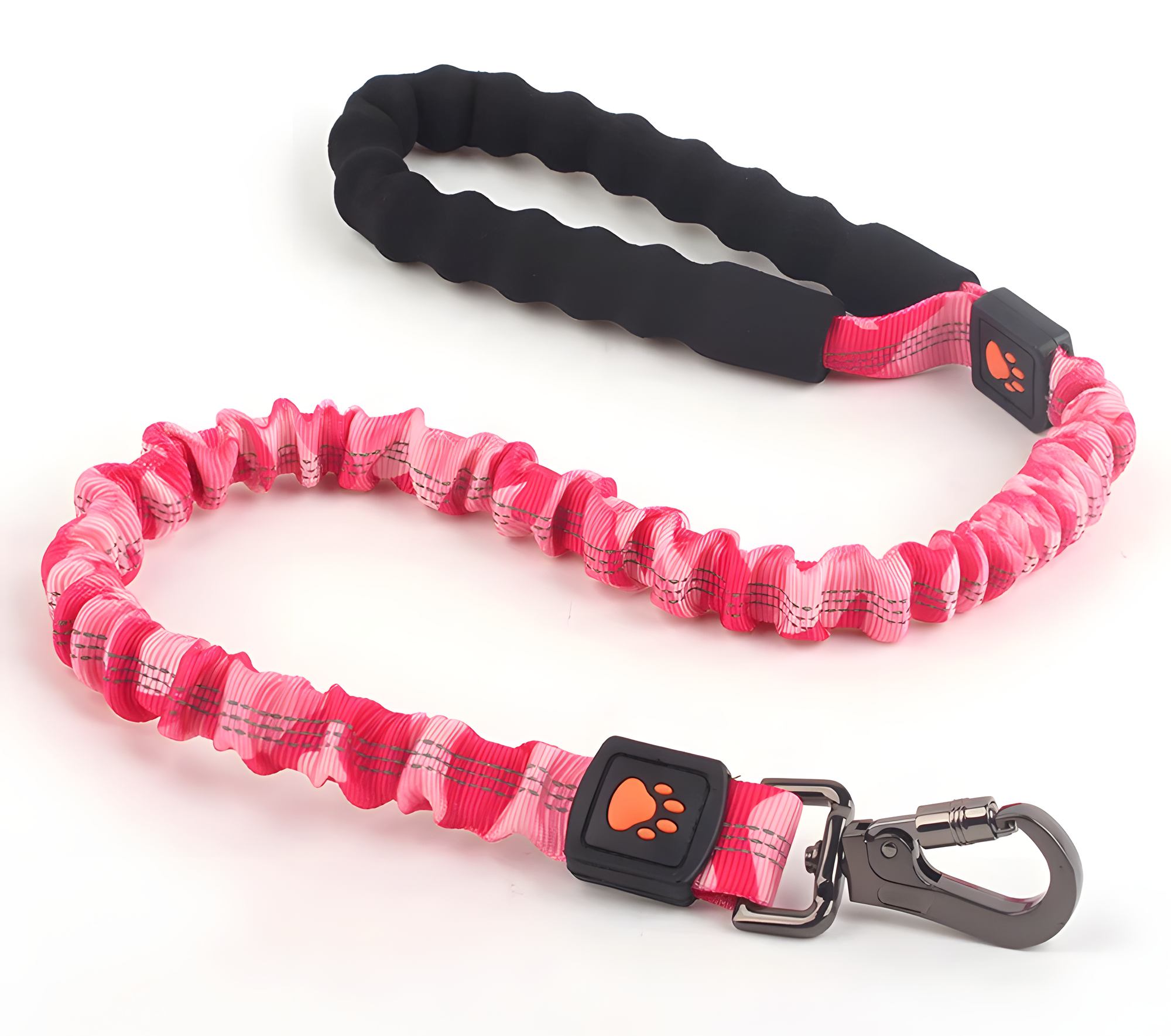 Поводок для собак эластичный нейлоновый 130-185 см камуфляжно-розовый