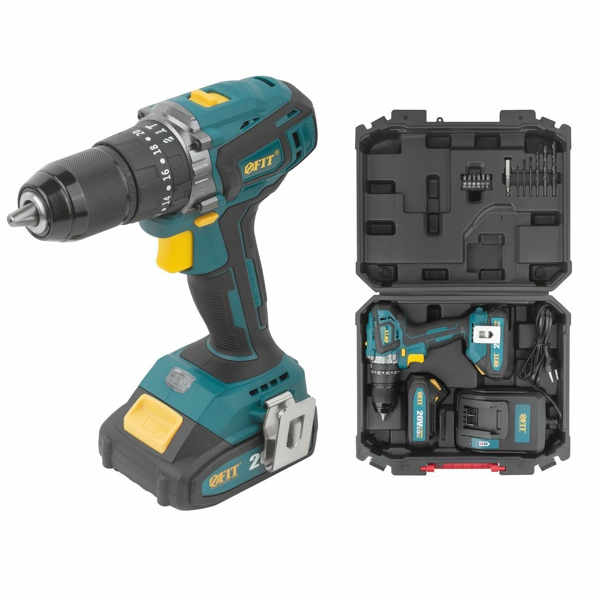 Дрель-шуруповерт аккумуляторная ударная 20В FIT CD-S20LiBAC