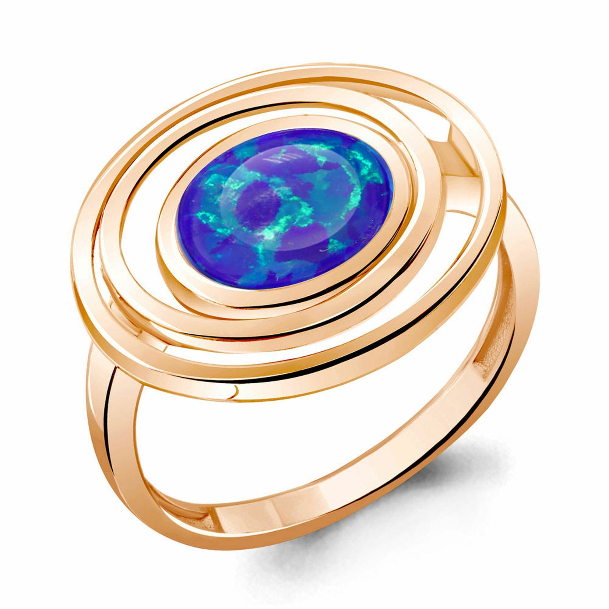 Кольцо, серебро, 925 проба, золочение, опал