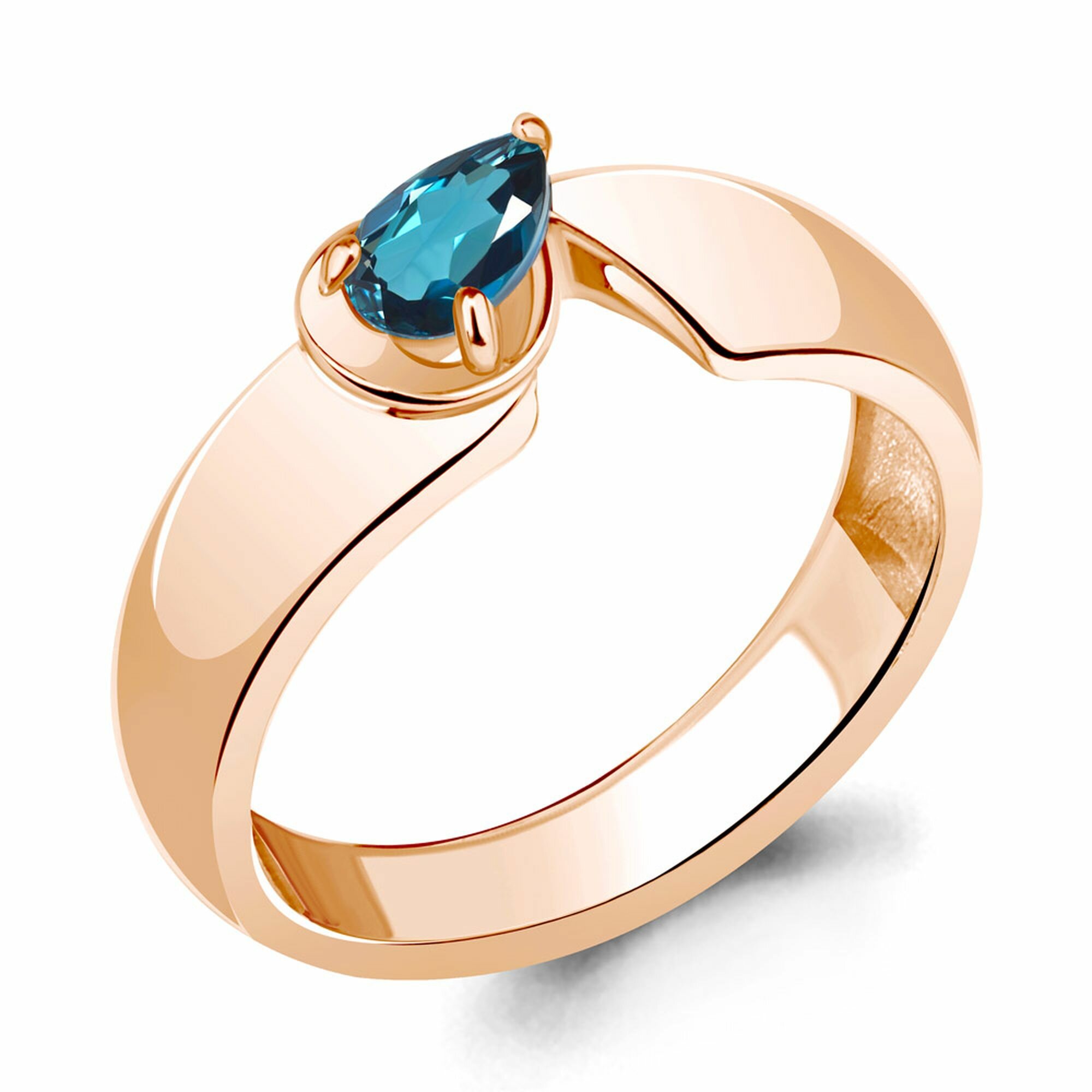 Кольцо, серебро, 925 проба, золочение, Лондон топаз