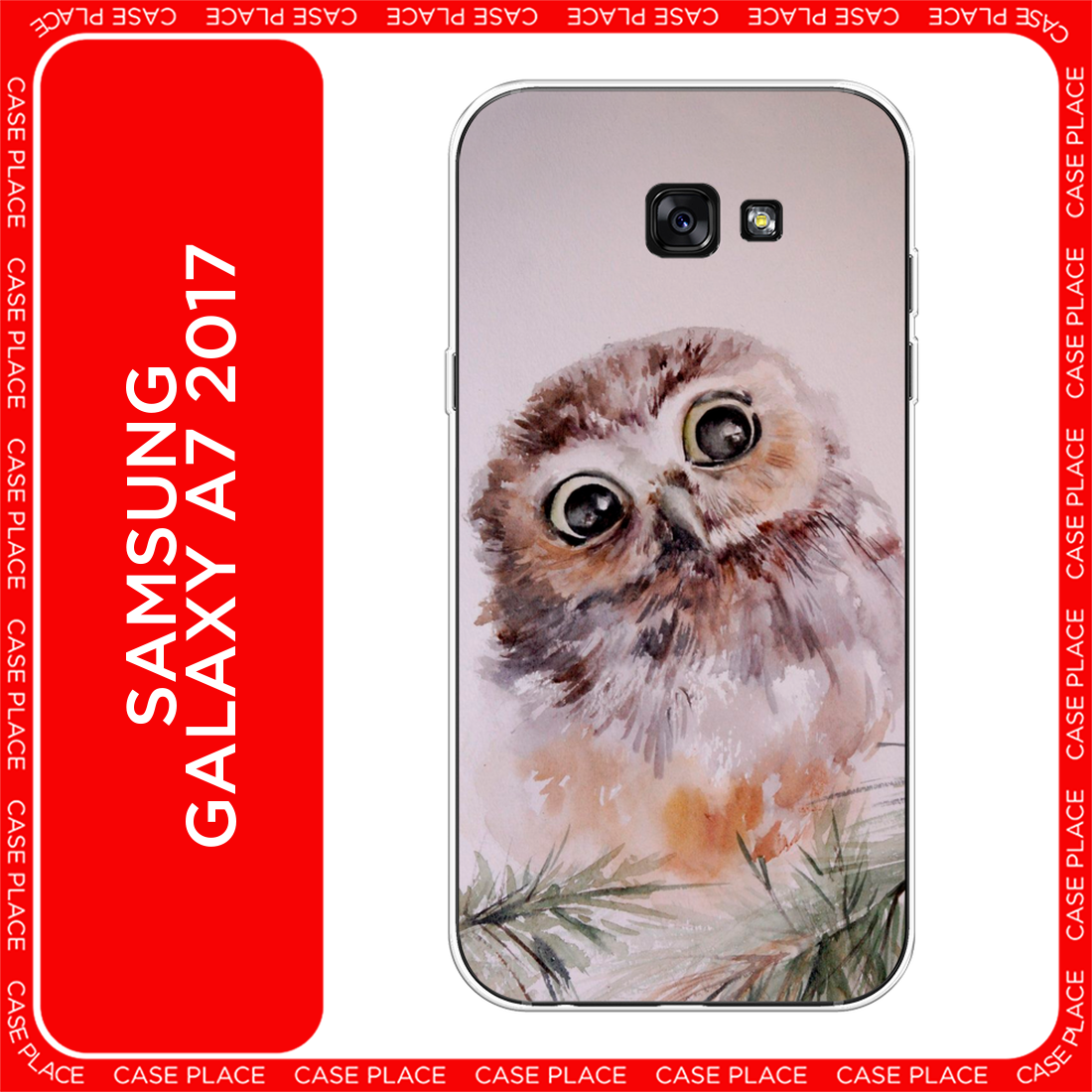 Чехол на Samsung Galaxy A7 2017 / Самсунг Галакси А7 2017 с принтом Сова на розовом