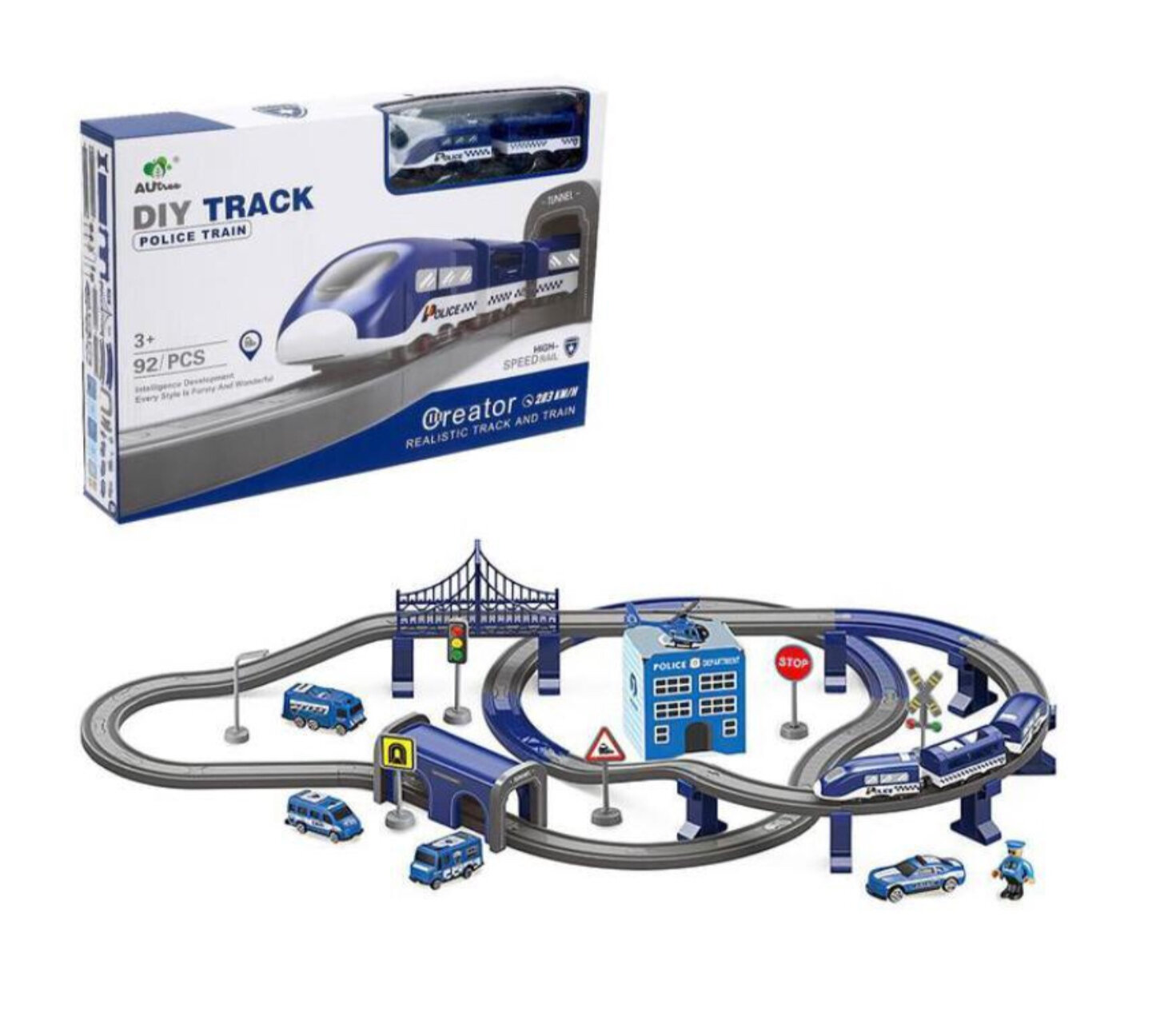 Детская железная дорога с электропоездом, 92 элемента/Детский электрический поезд