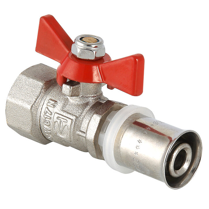 Кран шаровый 16х1/2'В VALTEC BASE под пресс, красная бабочка VT.242. N.1604