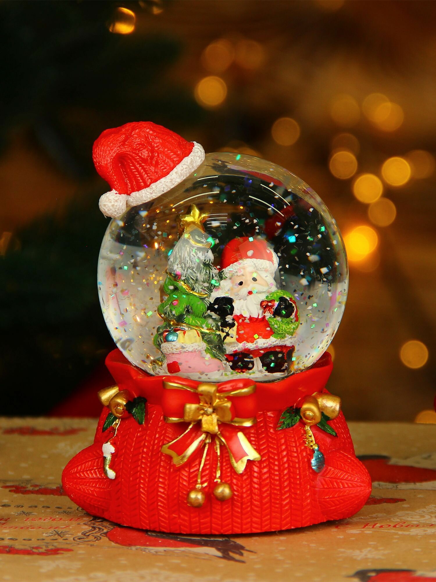 Новогодний фонарь "Снежный Шар", 12х12х12 см, музыкальный, светящийся