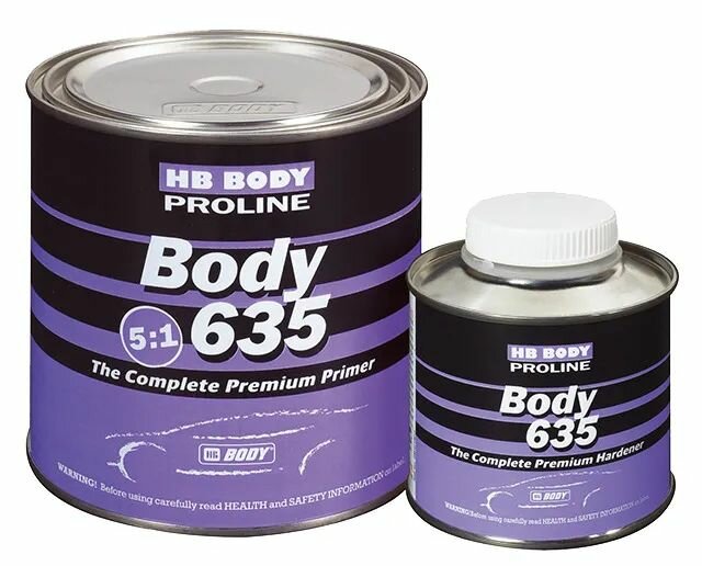 Грунт BODY 635 5:1 HS FILLING PRIMER, серый, 800мл + Отвердитель BODY 635, 160мл