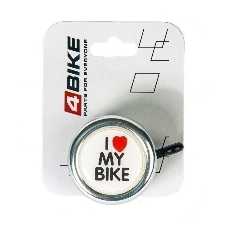 Велозвонок 4BIKE BB3202 алюминий+пластик, D-54мм, серебристый
