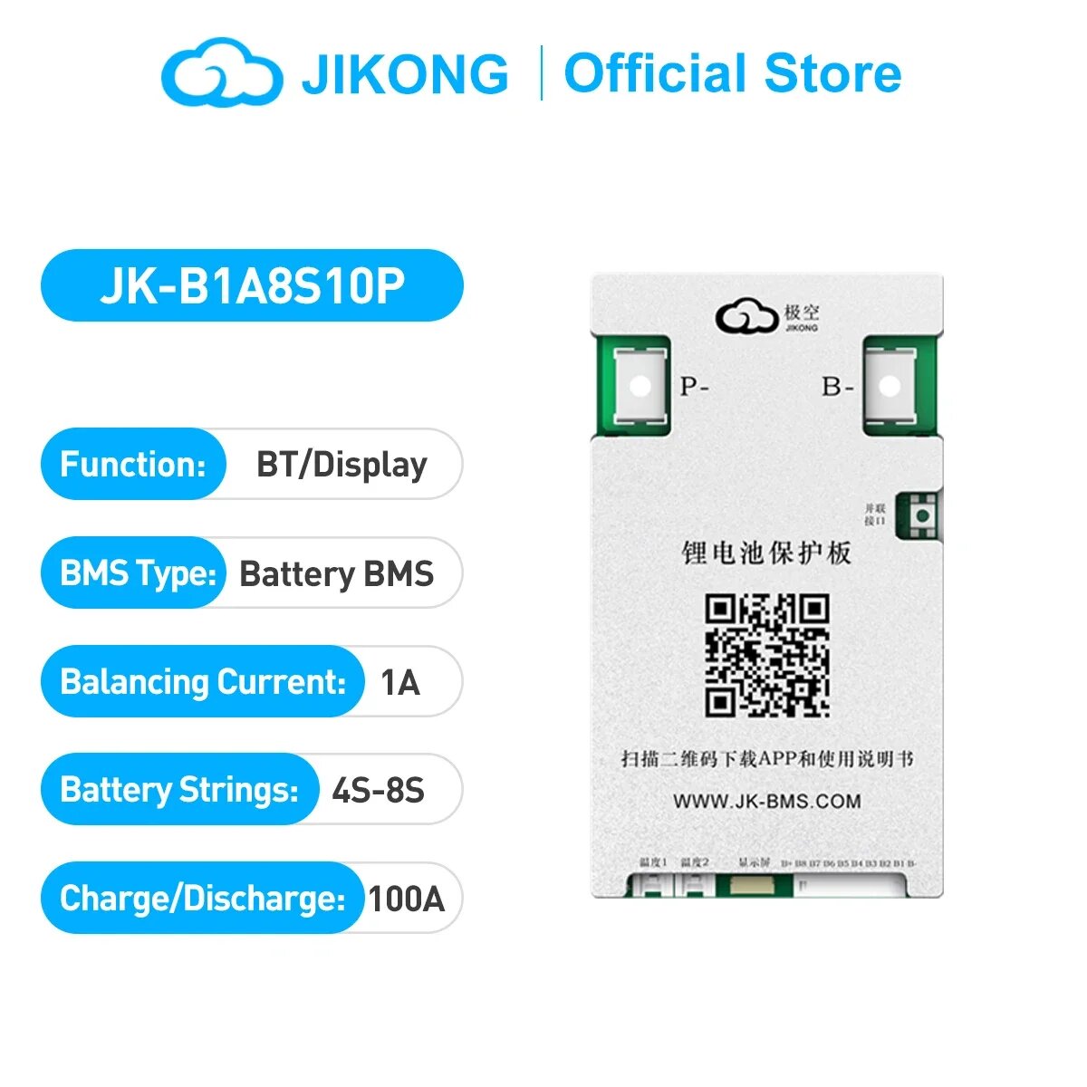 JIKONG BMS JK-B1A8S10P 4S-8S 100A с Bluetooth