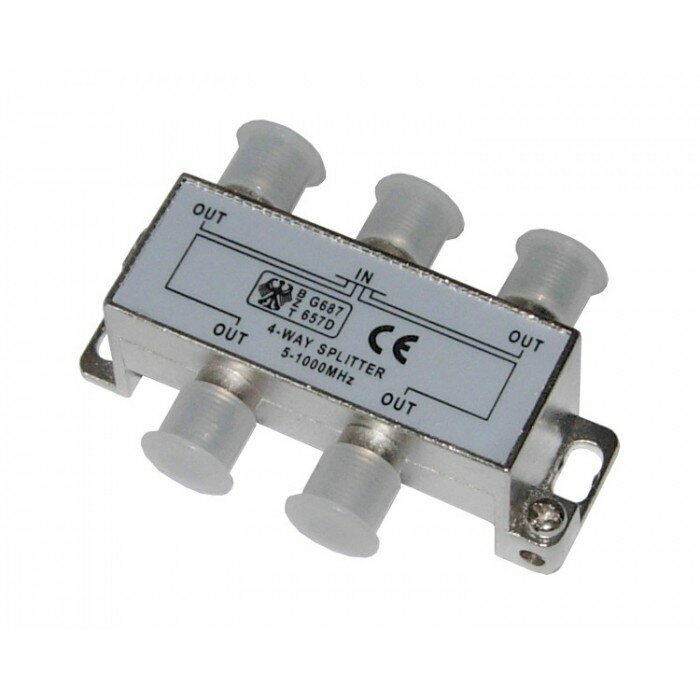 Делитель ТВ сигнала антенный сплиттер на 4 телевизора 5-1000 MHz JETT без ф разъемов