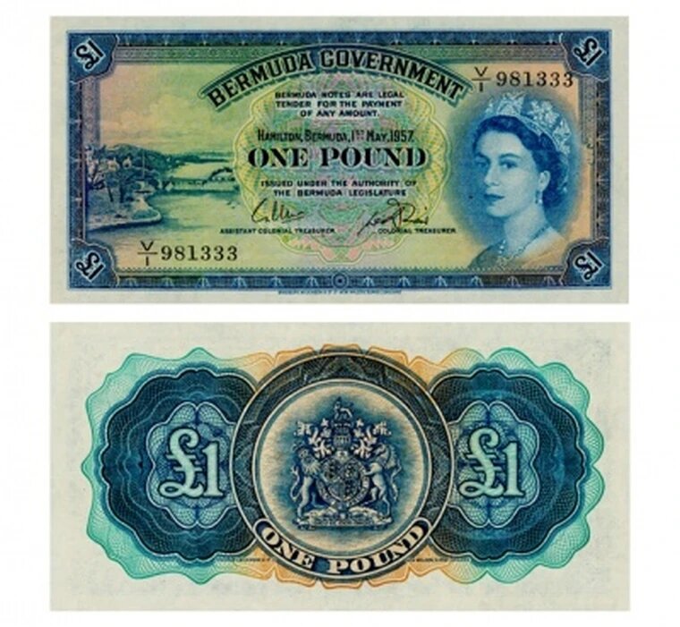 1 фунт 1957 Бермуды, Великобритания, сувенирная копия, банкноты и купюры редкие коллекционные