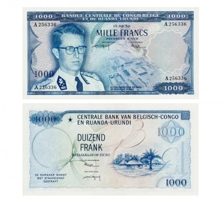 1000 франков 1958 Бельгийское Конго, сувенирная копия, банкноты и купюры редкие коллекционные