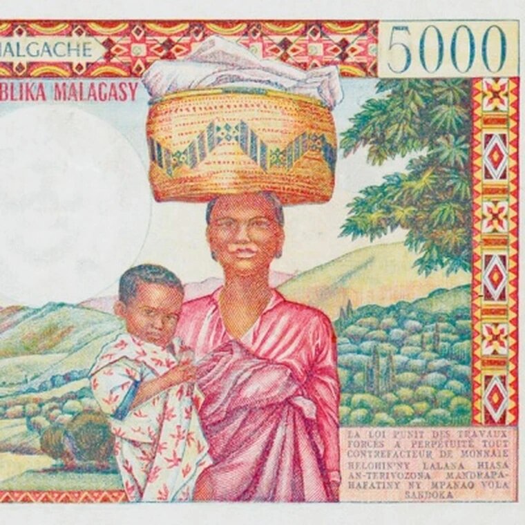 5000 франков 1966 Малагайская республика, сувенирная копия, банкноты и купюры редкие коллекционные