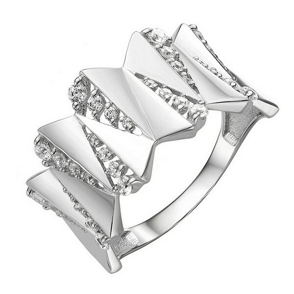 Кольцо, серебро, 925 проба, родирование, фианит