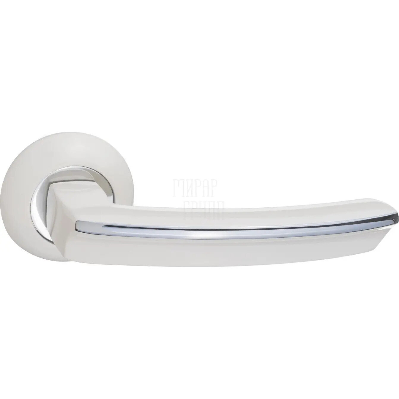 Дверные ручки Renz (Ренц) "Ровиго" INDH 428-08 на круглой розетке белый + полированный хром