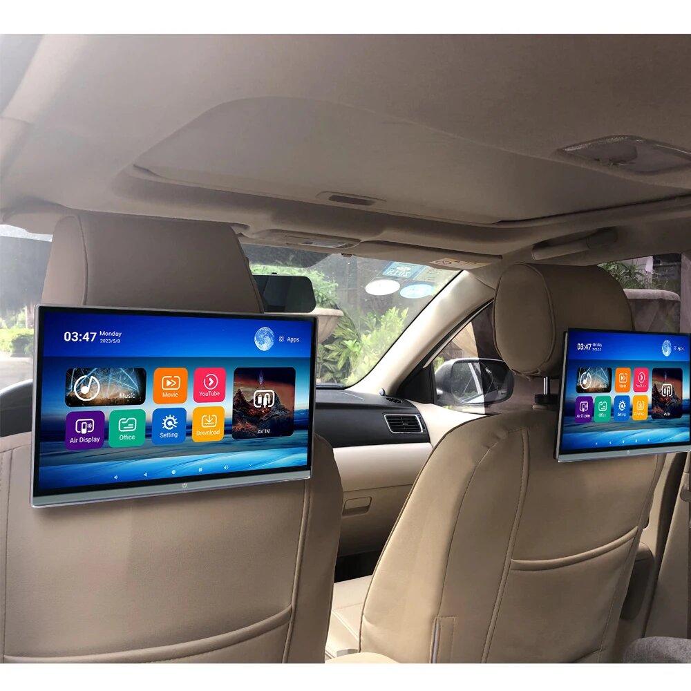 13,3-дюймовый IPS сенсорный автомобильный подголовник, монитор 4K, видеоплеер, Android 14, Wi-Fi, игровой пульт дистанционного управления HDMI IR AV FM USB RAM 2G/32 ГБ ROM 2 pcs