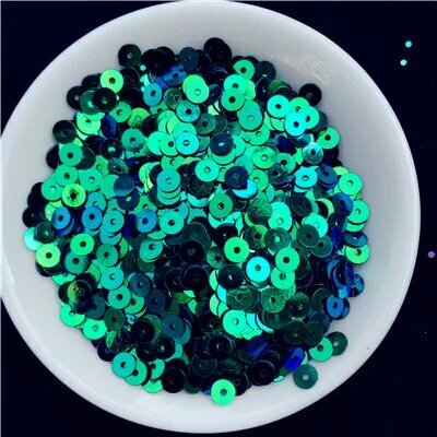 Плоские круглые ПВХ пайетки isequins 3 мм 4 мм 5 мм 6 Бирюзовый, Mix Size 1200pcs 10g, AB Blue Black