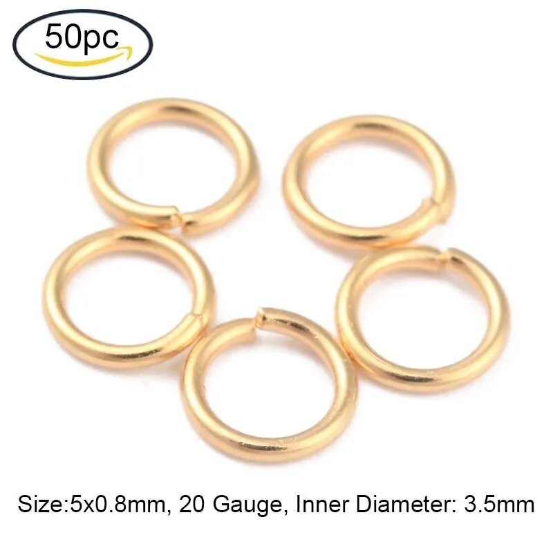 Открытые латунные кольца для прыжков, позолоченные 24К, 20-50 шт 5x0.8mm 50pc