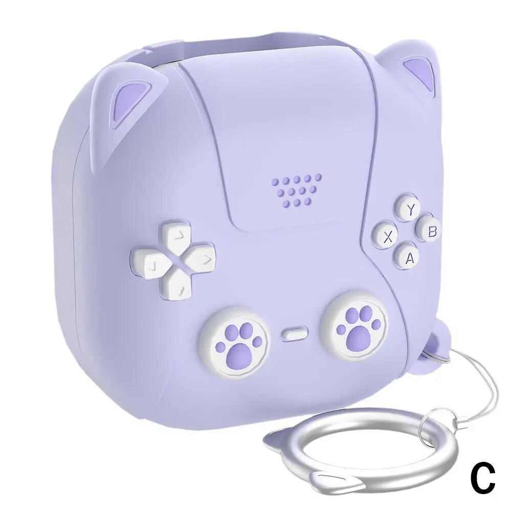 Жидкий силиконовый чехол для наушников Samsung Galaxy Buds FE с котом C