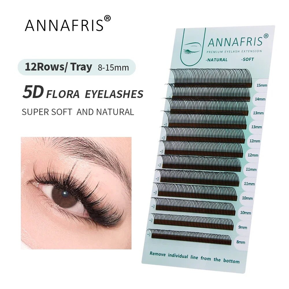 ANNAFRIS 5D Цветочная Фея Одиночное Наращивание Ресниц Мягкая Натуральная Фея Флора Кластер Ресниц Объем Легкие Веерные Ресницы