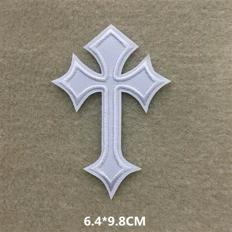 Черно-белые вышитые нашивки с крестом и призраком Белый, PK-0171