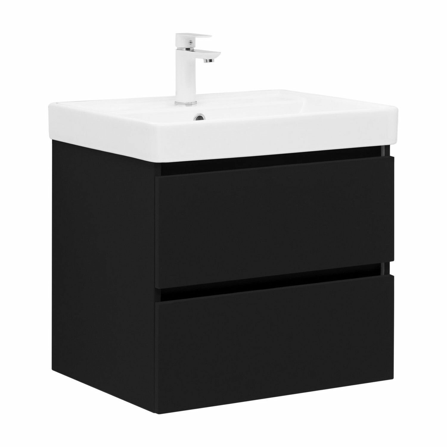Тумба для ванной Aquanet Вега 2.0 60 см, черный, под раковину, напольная, с ящиками, влагостойкая