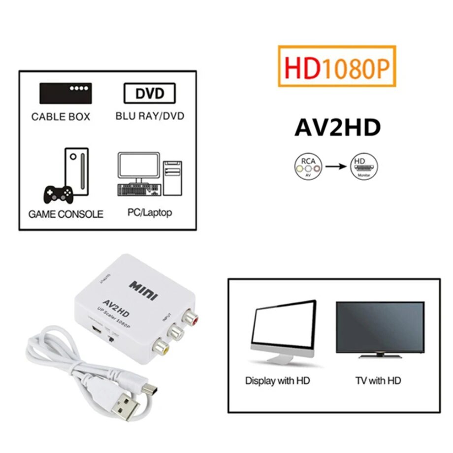 HDMI to AV конвертер HD2AV Black — фото 1