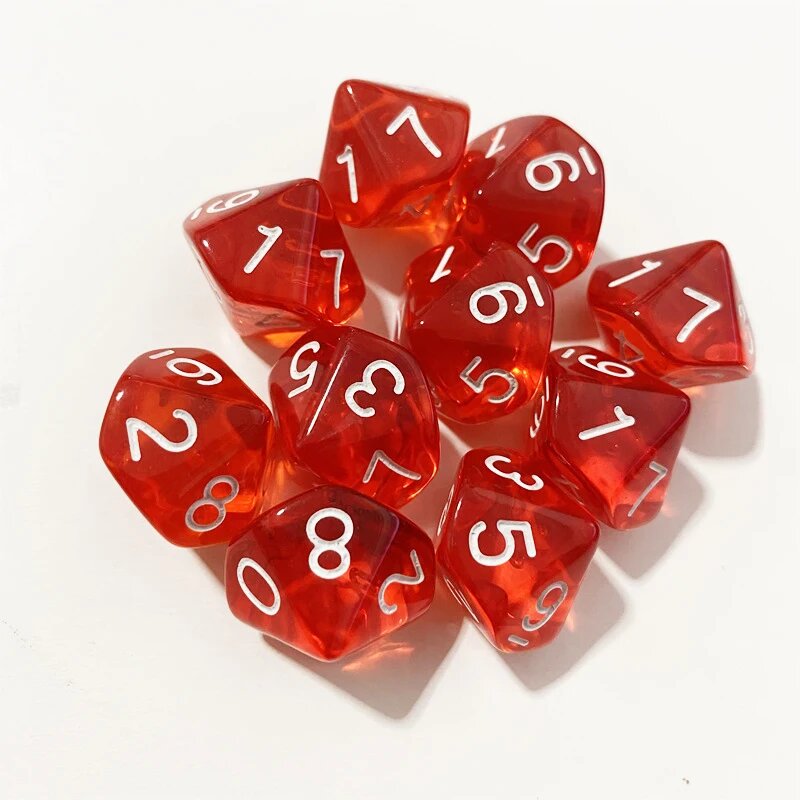 Игральные кости D10 набор из 10 штук D10 red