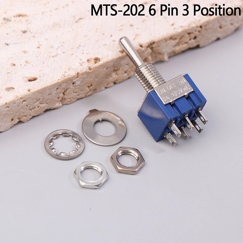 Мини-переключатель DPDT/SPDT 3/2 положения 6A 125VAC 3A 250VAC с плоской ручкой D