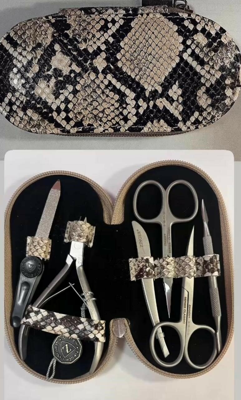 Маникюрный набор ZINGER MS-7104 "Питон", 6 элементов, на молнии