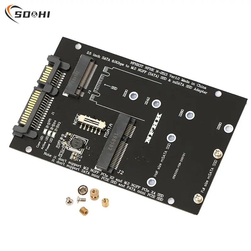Адаптер M.2 NGFF MSATA SSD на SATA 3,0, адаптер 2 в 1, карта преобразователя для ПК, ноутбука M.2 (NGFF) и mSATA-SATA III, карта адаптера