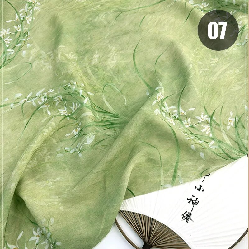 Льняная хлопковая ткань с тенселем, китайский стиль, 50x150 см 7