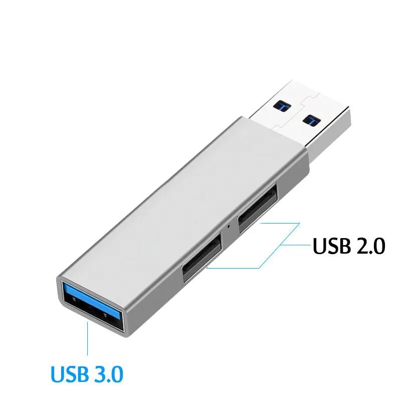 USB 3.0 хаб ULOOPKY, 3 порта, серебристый алюминий