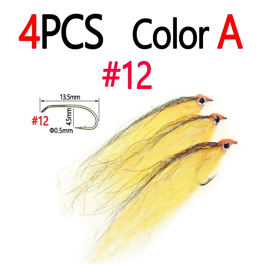 Bimoo 4 шт. летучий стример для рыбалки 4pcs Color A Size 12
