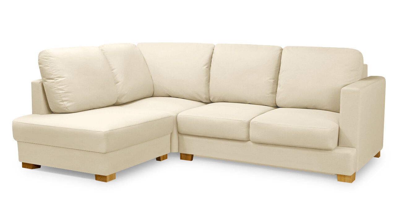 Угловой диван Плимут (малый) Vivaldi 03 NEW 236x190x95 см, бежевый Велюр, тик так Дом мебели для вас