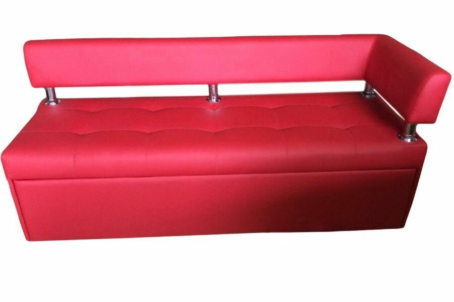 Диван-кровать Дельфин с подлокотником 180x62х80 красная экокожа, правый