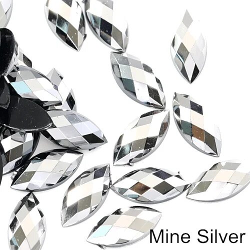 Акриловые стразы OLeeya "Конский глаз", 100 шт. Серебряный, 3x6mm---100pcs, Mine Silver