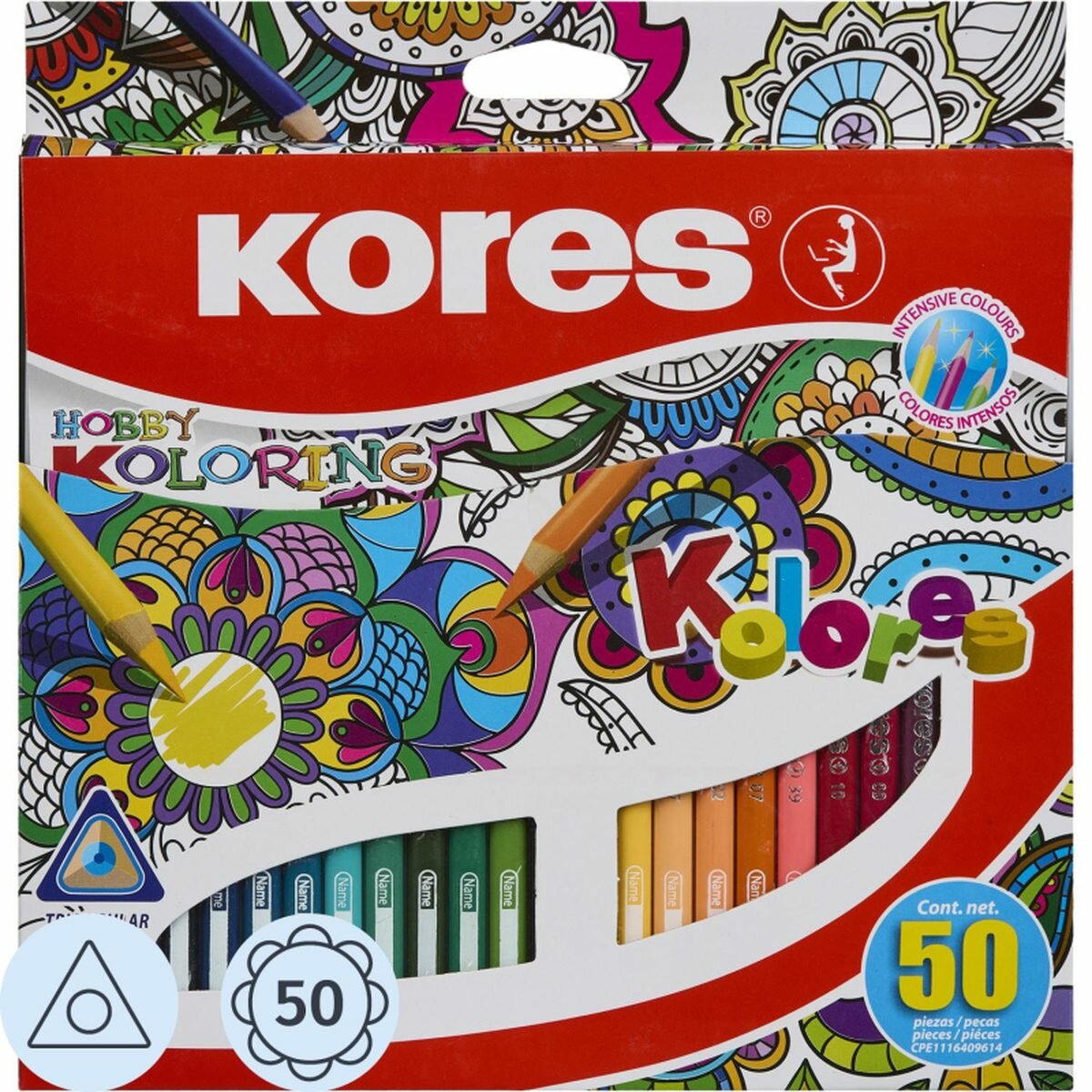 Карандаши цветные 50 цветов Kores (L=175мм, d=3мм, 3гр)