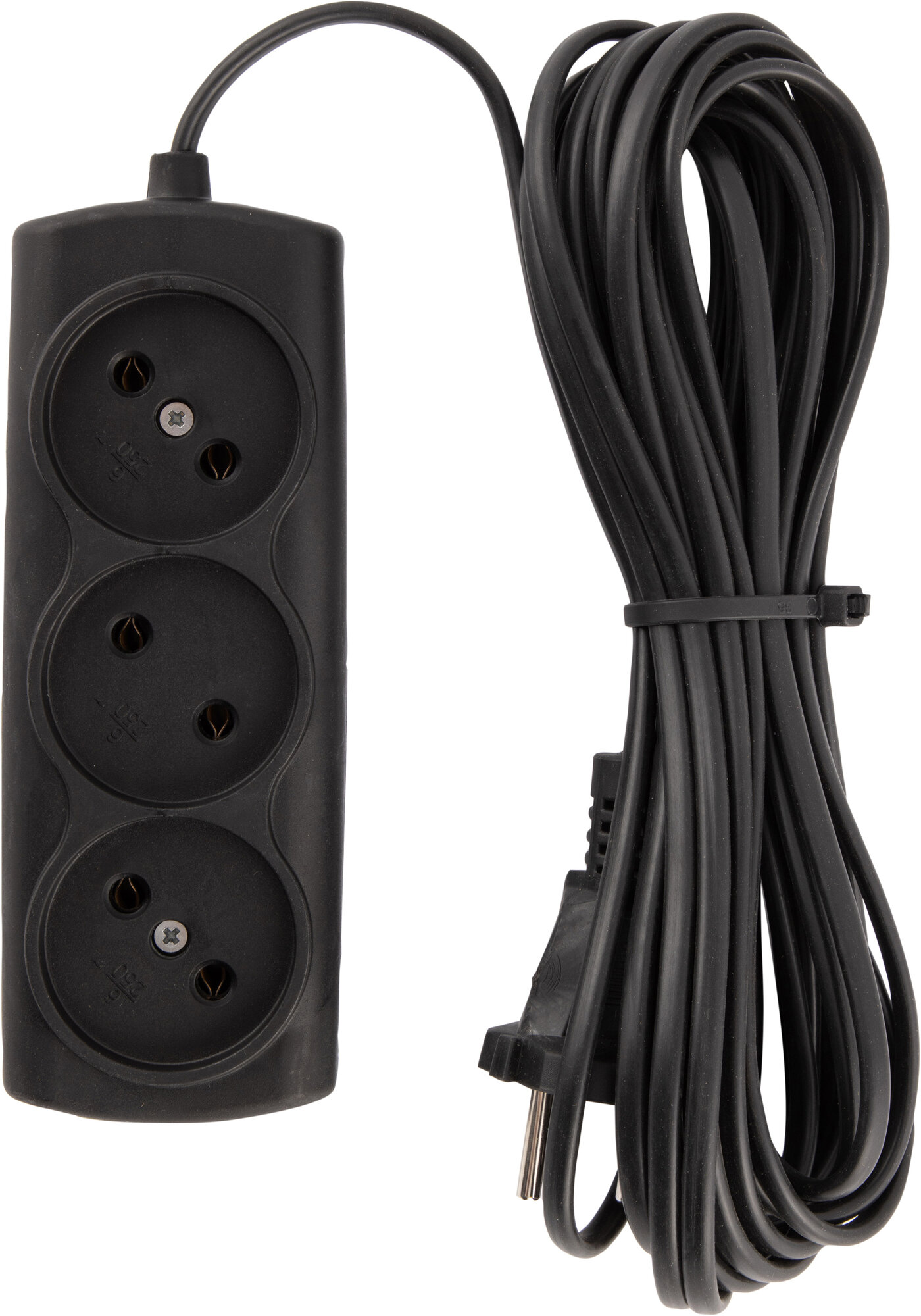 Удлинитель сетевой электрический Engy "Эконом", 7 метров, 3 розетки, черный