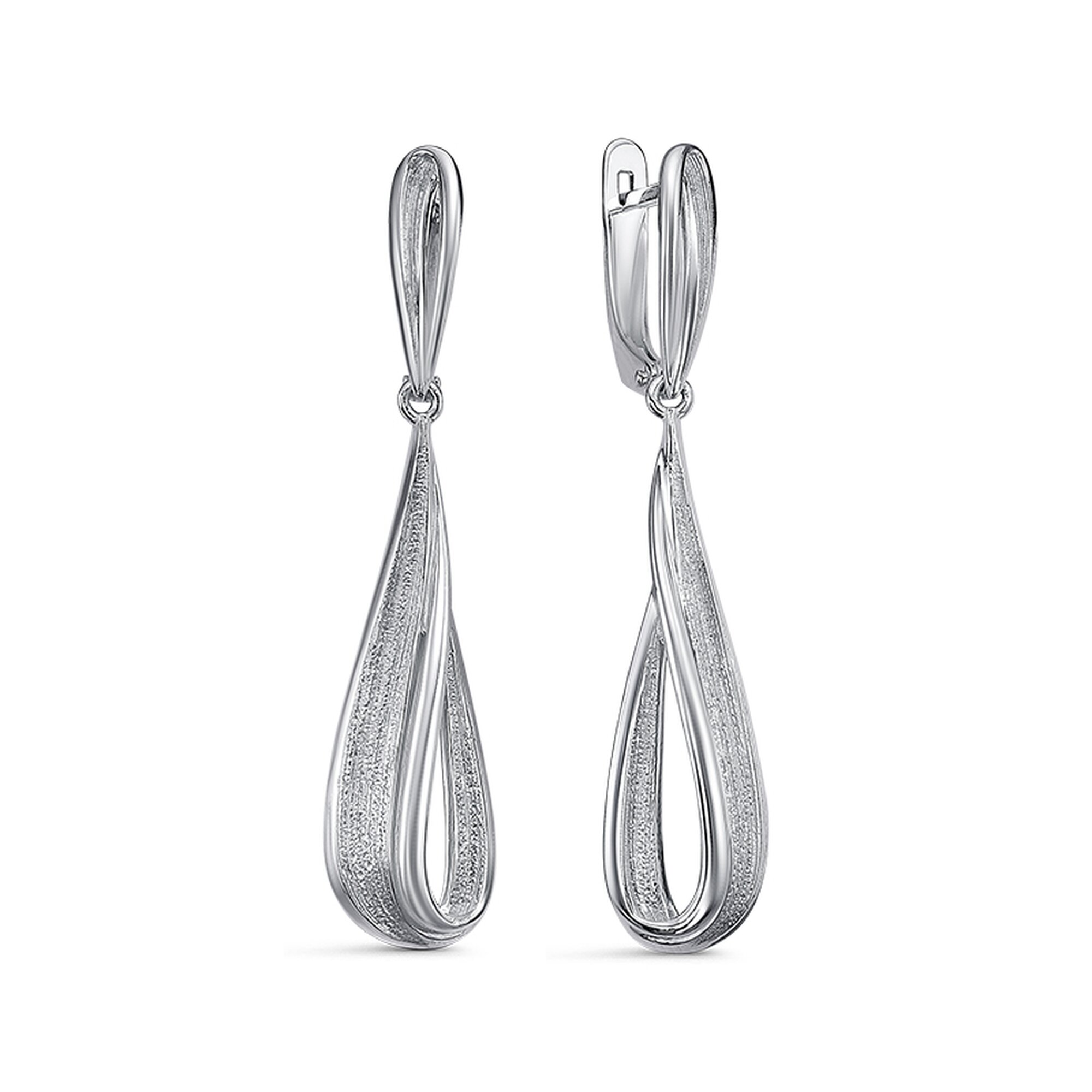 Серьги, серебро, 925 проба, родирование