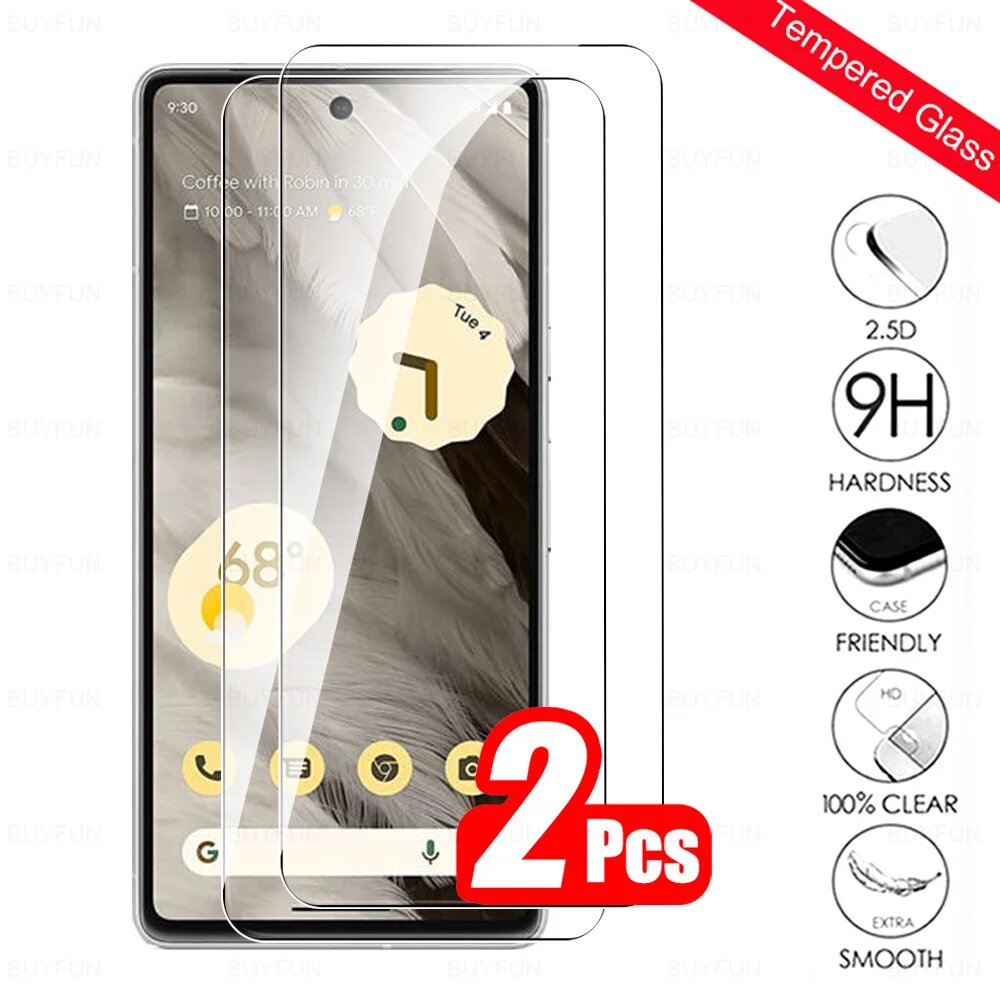 Закаленное стекло 9H для Google Pixel 8 Pro 7 7a 6a 5a, Защитная пленка для экрана Pixel8 8Pro Pixel7 Pixel7a Pixel6a Pixel6 A, 2 шт.