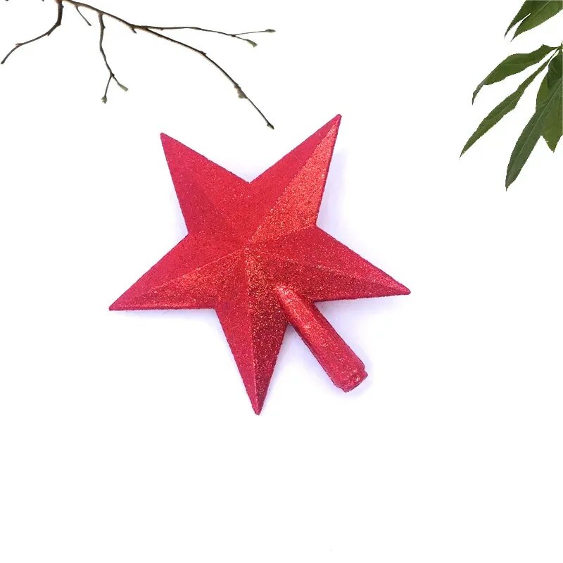 Золотая звезда для верхушки елки 15cm red