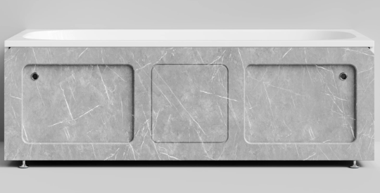 Экран-купе, МДФ, цвет светлосерый мрамор, на ножках, раздвижной, регулировка по высоте