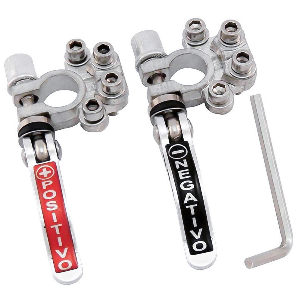 Быстросъемные клеммы автомобильного аккумулятора, зажимы для клемм положительной и отрицательной клемм с шестигранным ключом.